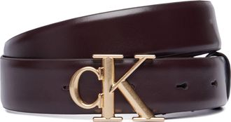 Calvin Klein Dameng&uuml;rtel Calvin Klein Round Ck Buckle 30Mm Belt Smooth LV04F7074G Dunkelrot