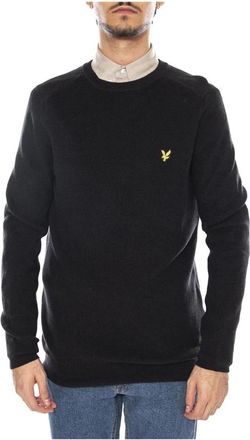 Lyle & Scott Homme, Pulls, Noir, Taille: S Pull Ras du Cou en Maille C&ocirc;tel&eacute;e Engineered