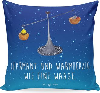 Mr. & Mrs. Panda 40 x 40 Kissen Sternzeichen Waage - Geschenk, Couchkissen, Geschenk September, Aszendent, Geburtstag September, Astrologie
