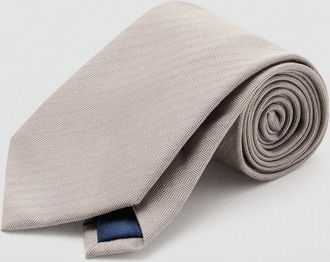 Mango Krawatte aus Seidenmischung mit Mikrostruktur beige - Herren - Einheitsgr&ouml;&szlig;e - MANGO MAN