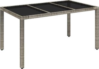 Generic Gartentisch mit Glasplatte, Terrassentisch, Tisch Esstisch, Balkontisch, Partytisch, Gartenmöbel, Poly Rattan(Grau 90x90x75cm) (150 x 90 x 75 cm)