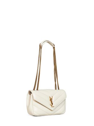 Saint Laurent Womens Shoulder Bag Loulou Small Ivory Lambskin