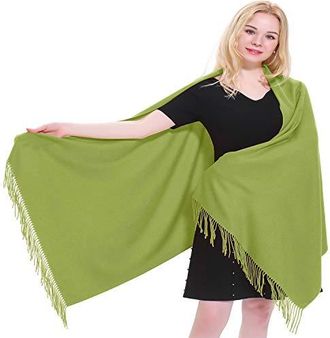 CJ Apparel Citron Vert Épaisse Solide Couleur Unie Conception Népalaise Châle écharpe étole Wrap Châles Pashminas Nouvelle