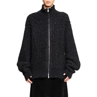 Jil Sander Mens Black Alpaca Leather Cardigan Clothing