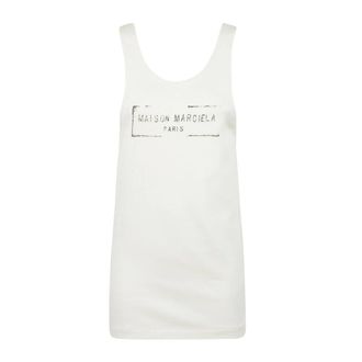 Maison Margiela Femme, Tops, Beige, Taille: 36 FR D&eacute;bardeur en Coton avec Logo Imprim&eacute;