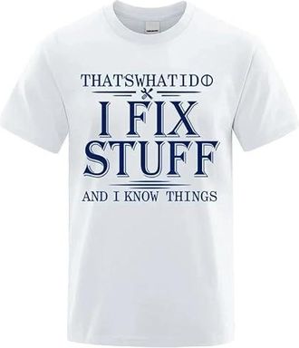 Keephen Thats What I Do I Fix Stuff and I Know Things T-Shirt Dr&ocirc;le Lettre Impression 3D Manches Courtes Col Rond Casual Tee Shirts Tops pour Femmes Hommes
