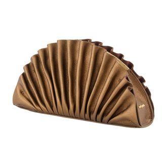 Cult Gaia Womens Nala Clutch Brown Calfskin
