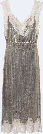 Paco Rabanne Midikleid aus Chainmail mit Spitze
