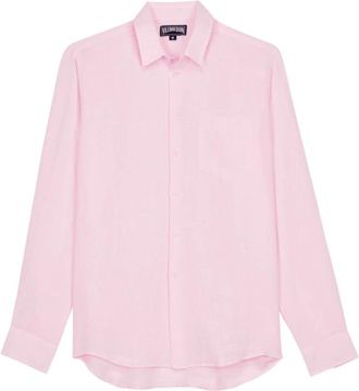 Vilebrequin Homme, Chemises, Rose, Taille: 4XL Chemise en lin Caroubis