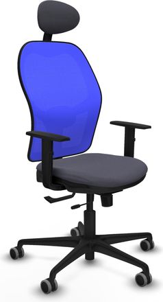 Piqueras y Crespo B&uuml;rostuhl mit 1D-Armen, h&ouml;henverstellbare Lendenwirbelst&uuml;tze und festes Kopfteil, ausgestattet mit Syncro/Traslack und eingespritztem Schaumstoff, Bla