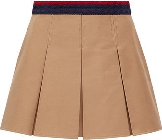 Moncler Cotton Gabardine Pleated Mini Skirt