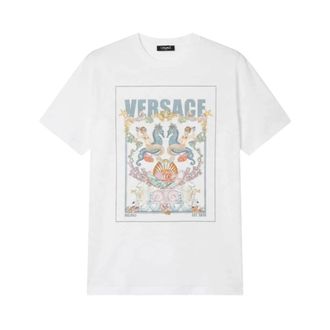 Versace Coral Theatre Postcard T-Shirt - - Tops - Damen - Wei&szlig; - S