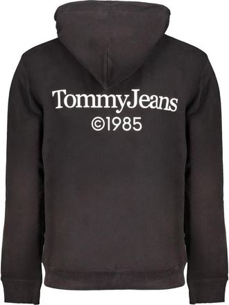 Tommy Hilfiger Logo Embroidered Cotton Hoodie - Black