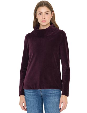 Cecil Cord Shirt mit großem Kragen Eggplant red XXL