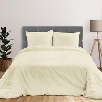 Pizuna Bettbezug 155x220 cm Baumwolle Neu Elfenbein, Atmungsaktiv 100% langstaplige Baumwolle in Perkalbindung Bettbezug Set mit verdecktem Knopfverschluss u