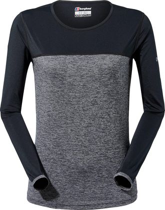 Berghaus Damen Voyager Langärmeliges Tech T-shirt Base Layer, Grau/Schwarz, 38 EU