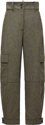 Moncler Moncler Wool Gabardine Cargo Trousers, Women, Green, Size: M