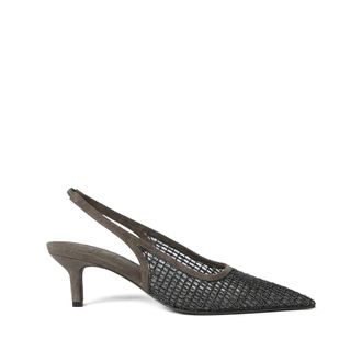 Brunello Cucinelli Femme, Chaussures, Noir, Taille: 39 EU Embroidered Slingback 55
