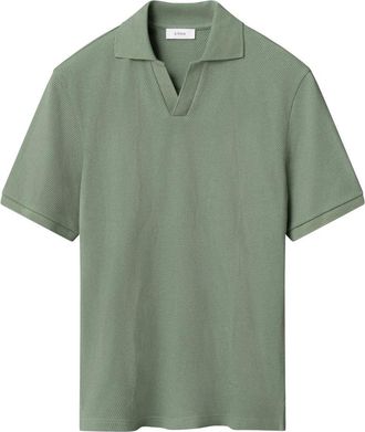 Eton Strick-Poloshirt mit Variokragen und Waffelstruktur in