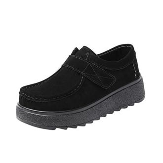 Generic Mocassins confortables &agrave; talon bas compens&eacute; pour femme - Bout rond - Couleur unie - Semelle &eacute;paisse - Antid&eacute;rapante - Confortable - Chaussures de marc