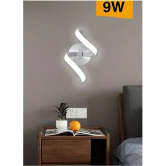 Trade Shop Trade Shop Traesio - Trade Shop - led Wandleuchte 9 Watt Spirale Curve nat&uuml;rliches Licht kalt warm E58 wei&szlig;