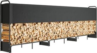 OUTSUNNY Range bûches extérieur 389 x 38 x 118 cm, abri bois de chauffage avec couverture imperméable 600D Oxford charge 300 kg, porte-bûches pour cheminée idé