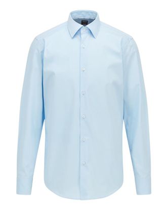 HUGO BOSS Businesshemd, Regular Fit, Baumwoll-Popeline, Marine in