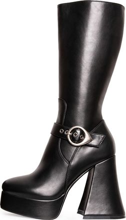 Lamoda Damen Sleepwalker Mid Calf Boot, Black Pu, 38 EU