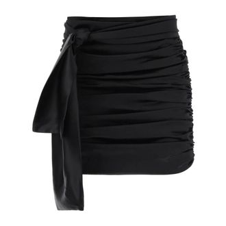 Dolce & Gabbana Ger&uuml;schter Satin Minirock mit passendem G&uuml;rtel - - Skirts - Damen - Schwarzk - S