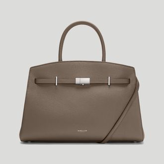 DeMellier The Midi Hudson Dark Taupe Small Grain DeMellier