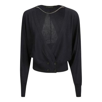 Fabiana Filippi Cardigan corto in seta cotone - - Knitwear - Damen - Blau - M