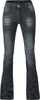 Generic Jean Femme Grande Taille Extensible Taille mi-Haute &eacute;vas&eacute; Pantalon en Denim Vieilli &agrave; Pattes d&eacute;l&eacute;phant