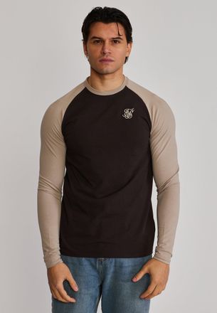 Siksilk Herren Braun, Stein LS Muscle Fit T-Shirt XXL