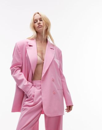Asos Blazer densemble oversize &agrave; double boutonnage - Rose