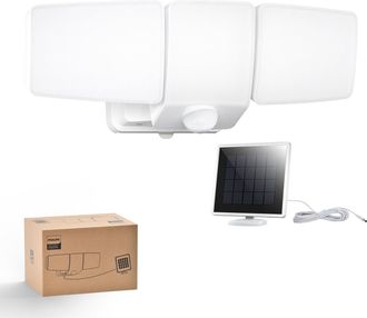 Philips 3600LM Solarlampen für Außen mit Bewegungsmelder, 5000K Wasserdichte Dimmbare LED, 3 Verstellbare Köpfe mit 5m Kabel, Separate Solarpanel mit 3 Modi S