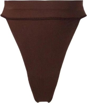 ADĀMO Andrea Adamo Tanga c&ocirc;tel&eacute; taille haute - Femme - Sous-v&ecirc;tements - Brun - Taille: 36 FR