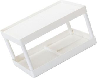 Cabilock Einfaches Wei&szlig;es Doppelschichtiges Aufbewahrungsregal Desktop Organizer Kompaktes Stabiles Home Storage Stand f&uuml;r Badezimmer Schlafzimmer Make up Kosm