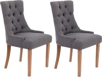 Clp Clp - Set 2 Poltrone Pranzo Aberdeen In Tessuto Antico Chiaro Grigio Scuro