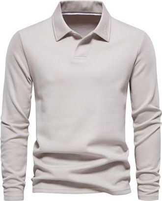 Generic Top Homme Col Revers- Sweat-Shirt &agrave; Manches Longues-Haut Grande Taille Casual avec Boutons Chemise Polyvalent Confortable Basique Blouse Automne Hiver