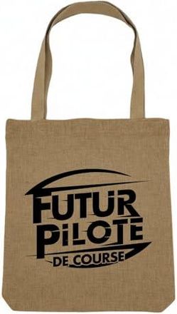 Fabulous Sac Shopping Tote Bag Aspect Lin - Futur Pilote de Course Sport Automobile Passion - Sac de Courses Toile Epaisse 360g Beige Naturel Cabas Port&eacute; Epaul