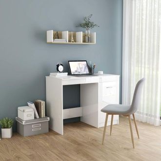 vidaXL Vidaxl - Bureau Blanc brillant 100x50x76 cm Bois dingénierie
