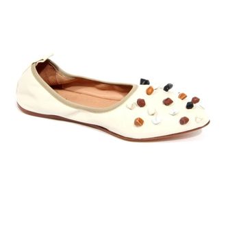 Alysi Ballerina Flache Schuhe aus wei&szlig;em Leder - - Shoes - Damen - Wei&szlig; - 36 EU