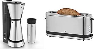 WMF Küchenminis Aroma Filterkaffeemaschine mit Thermoskanne, cromargan matt & Küchenminis Toaster Langschlitz mit Brötchenaufsatz, 900 W, XXL Toastscheibe