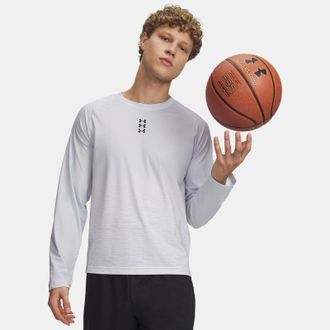 Under Armour Hoops Performance Langarm-Oberteil f&uuml;r Herren Halo Grau / Wei&szlig; / Schwarz XXL