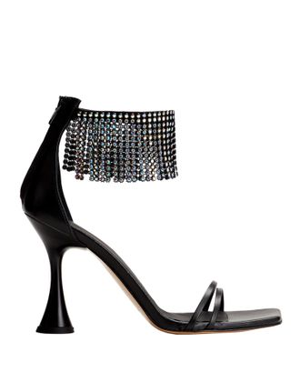 8 by YOOX LEATHER SANDALS WITH RHINESTONE EMBELLISHMENT