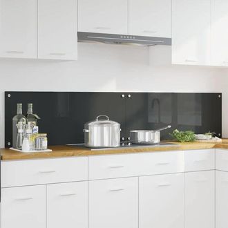 vidaXL K&uuml;chenr&uuml;ckwand 2 pcs Dunkelgrau 100 x 40 cm Geh&auml;rtetes Glas vidaXL