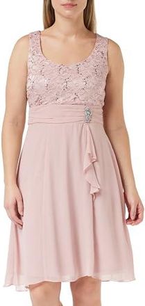 Gina Bacconi Robe Courte Empire avec détails à Nouer à la Taille et Corsage en Dentelle Cocktail, Rose, 40 Femme