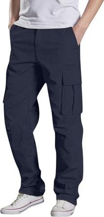 Generic Pantalon de jogging confortable pour homme pour le salon et le week-end, taille &eacute;lastique, pantalon doux, bleu marine, 3XL