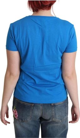 Moschino Femme, Tops, Bleu, Taille: 38 FR Beach Scene Graphic Tee