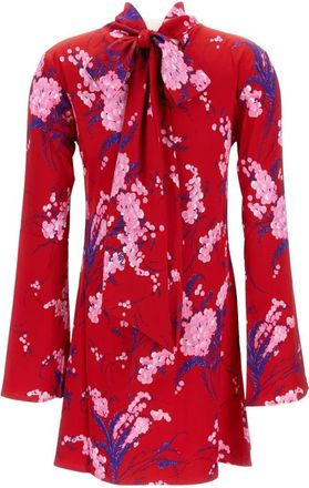 Des_Phemmes DES Phemmes, Femme, Robes, Rouge, Taille: 36 FR Floral-print Bow Mini Dress
